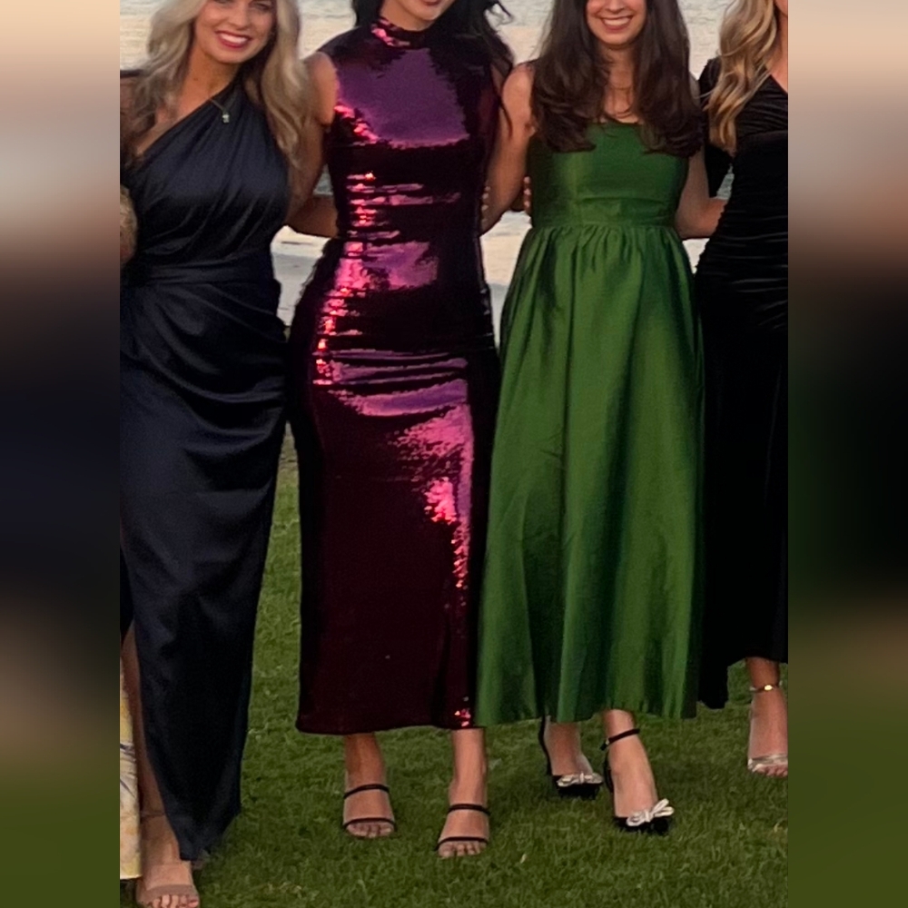 Meshki | Dresses | Meshki Veronica Sequin Midi Dress In Plum | Poshmark